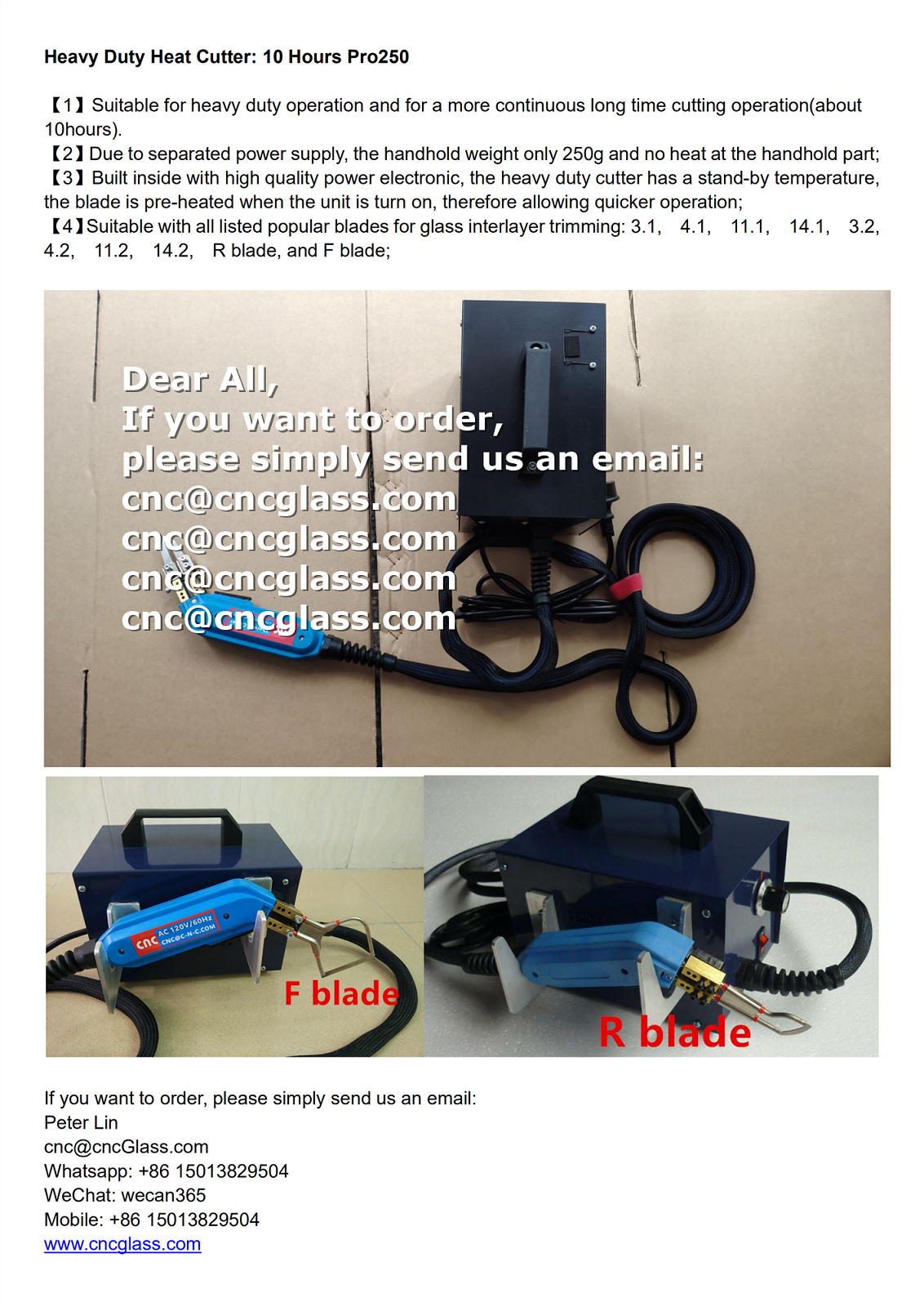 Heavy Duty Heat Cutter: 10 Hours Pro250 for thick sgp laminated glass ...